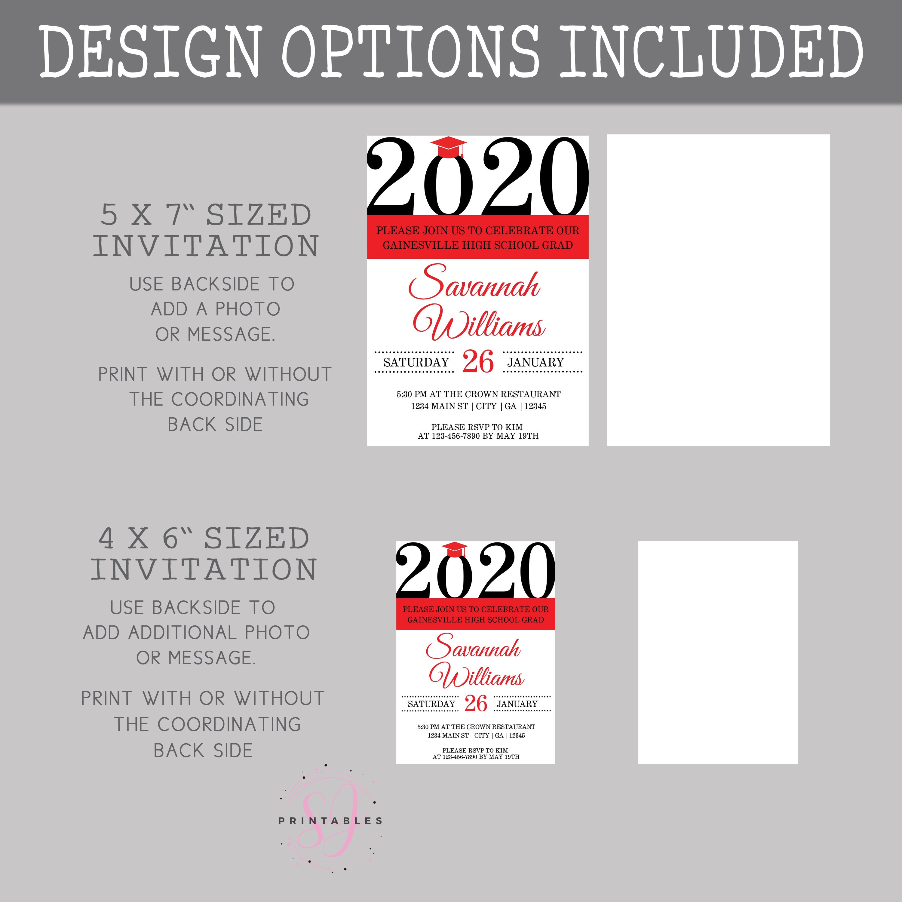 Printable Graduation Invitation Class of 2020 2020 Instant | Etsy