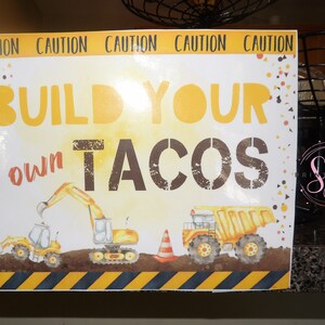 Construction Build Your Taco Sign, Editable Construction Party Sign ...