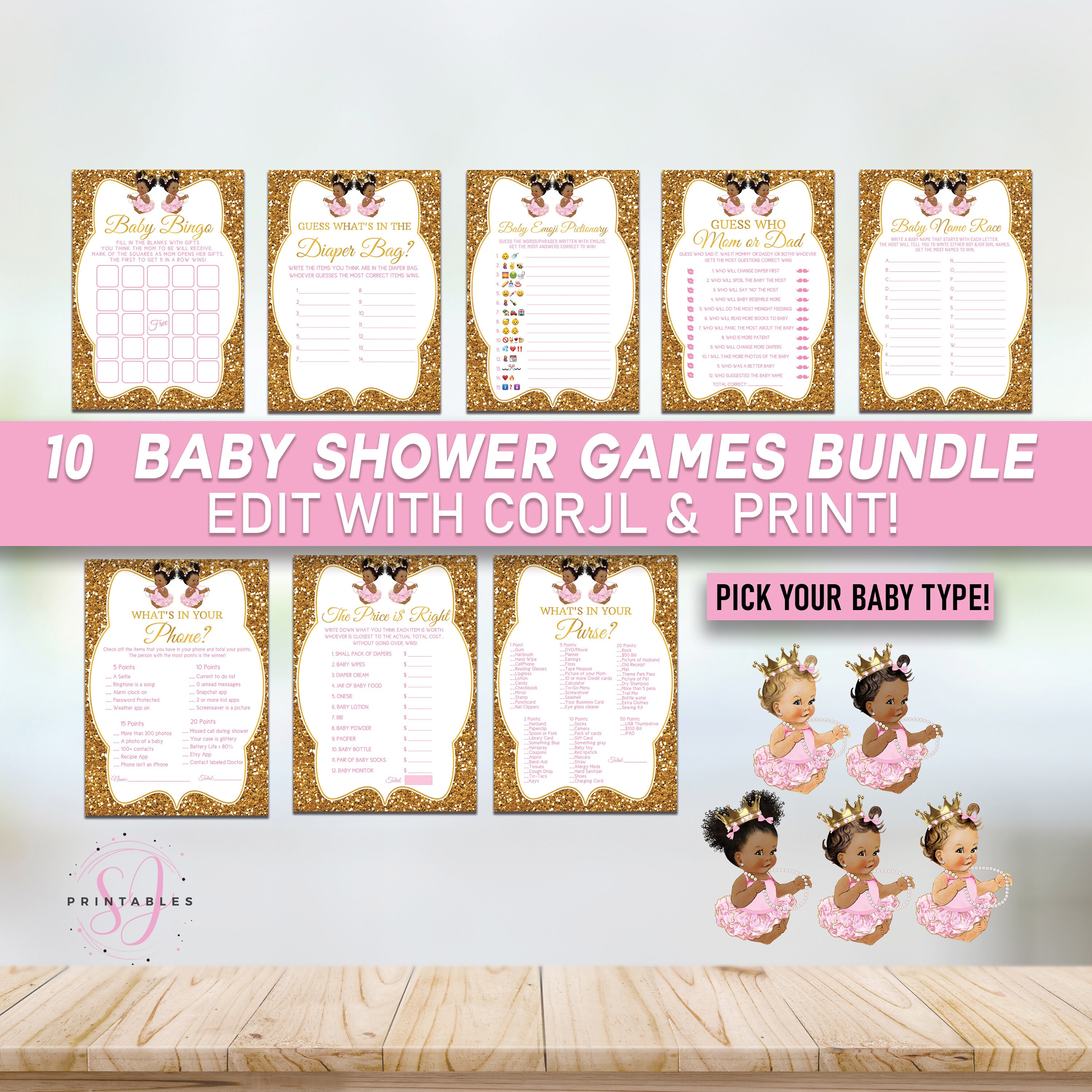 TWINS Baby Shower Games Printable Bundle Oh Baby Princesses - Etsy