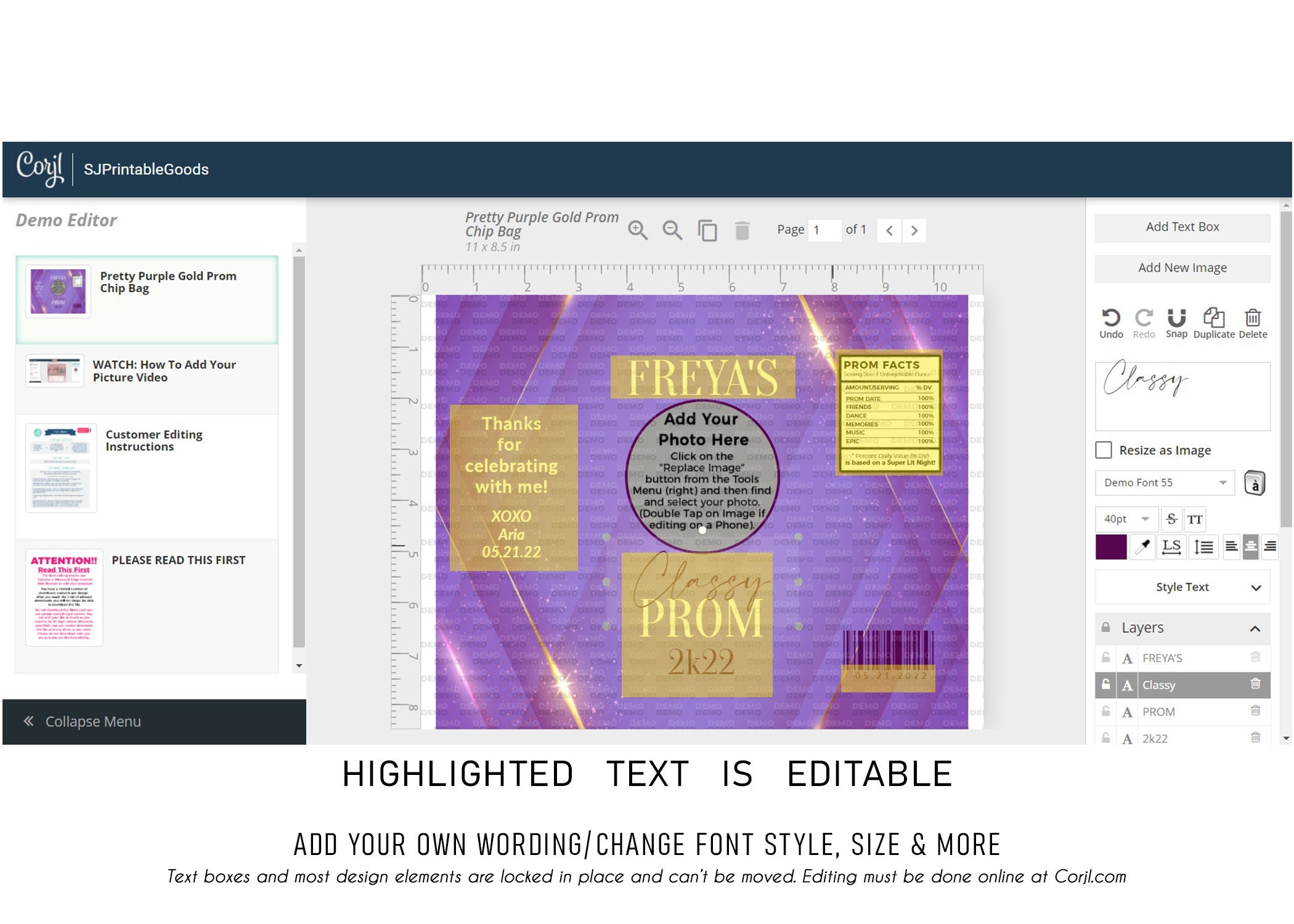 Purple and Gold PROM Chip Bag Wrapper Prom Favor Bag Prom | Etsy