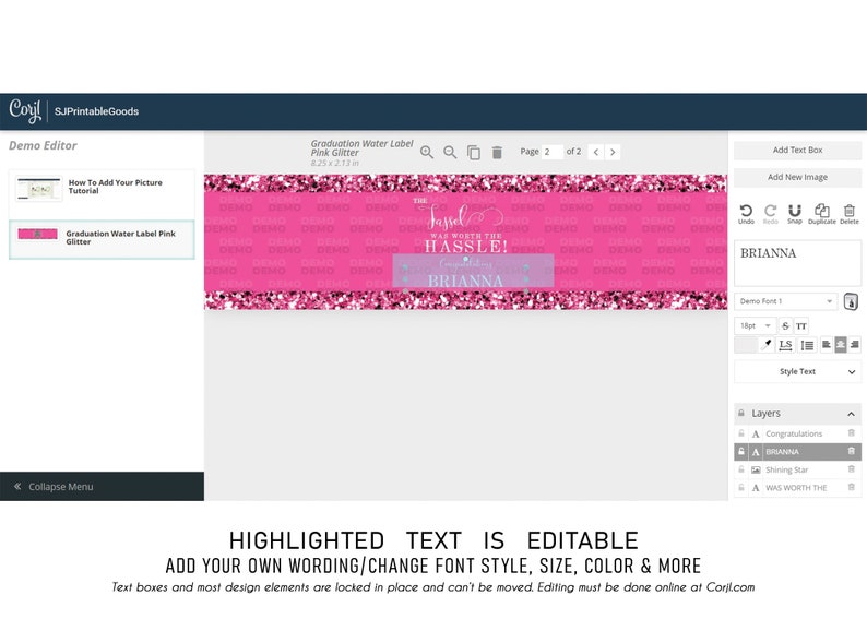 Pink Graduation the Tassel Was Worth the Hassle EDITABLE Water | Etsy