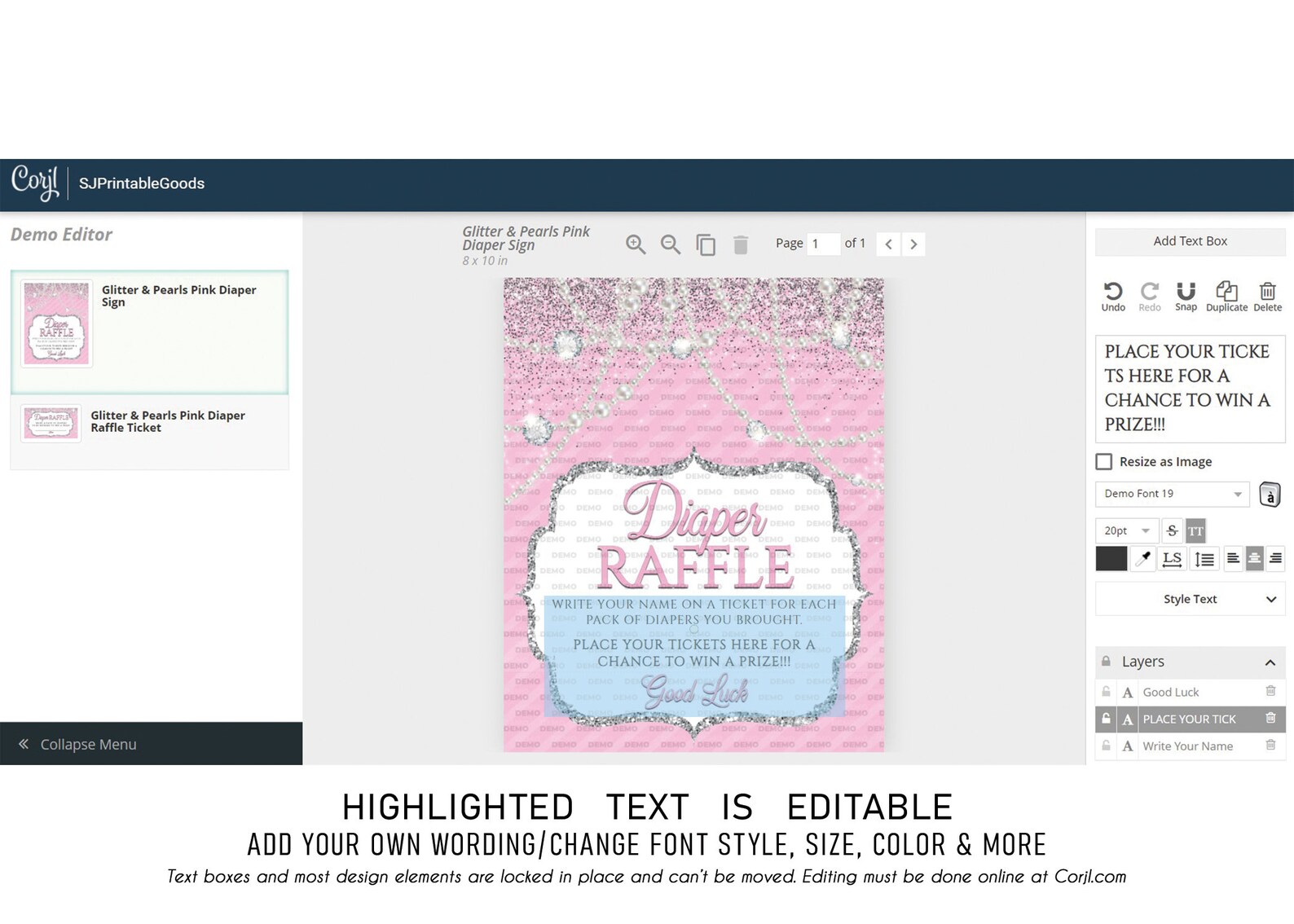 Glitter & Pearls Pink Diaper Raffle Sign Diaper Raffle Game - Etsy