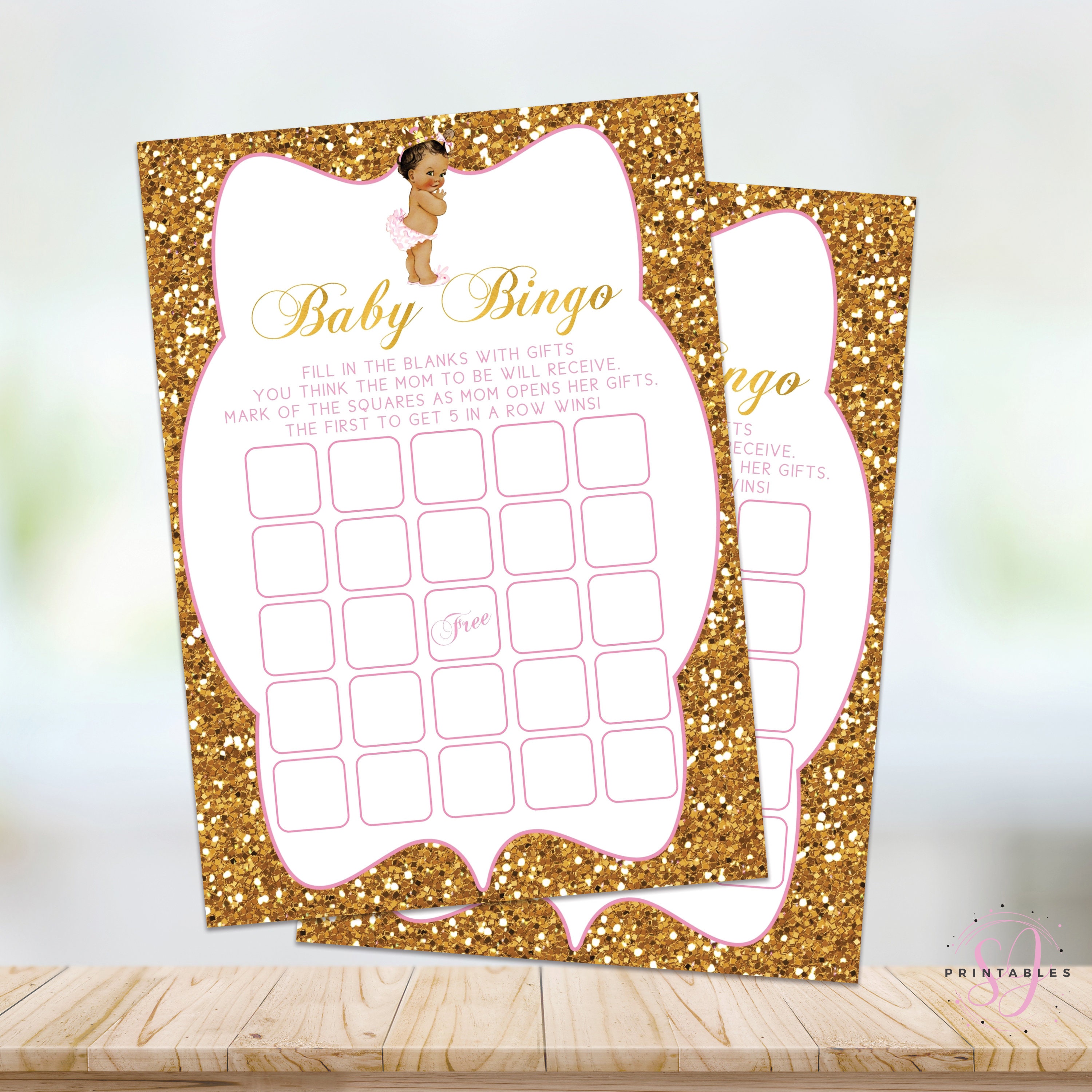 Little Princess Baby Shower Bingo Cards, Baby Bingo Cards, Baby Bingo ...