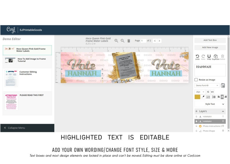 Homecoming Campaign Labels, Homecoming Queen, Hoco 2022, Blush Pink ...