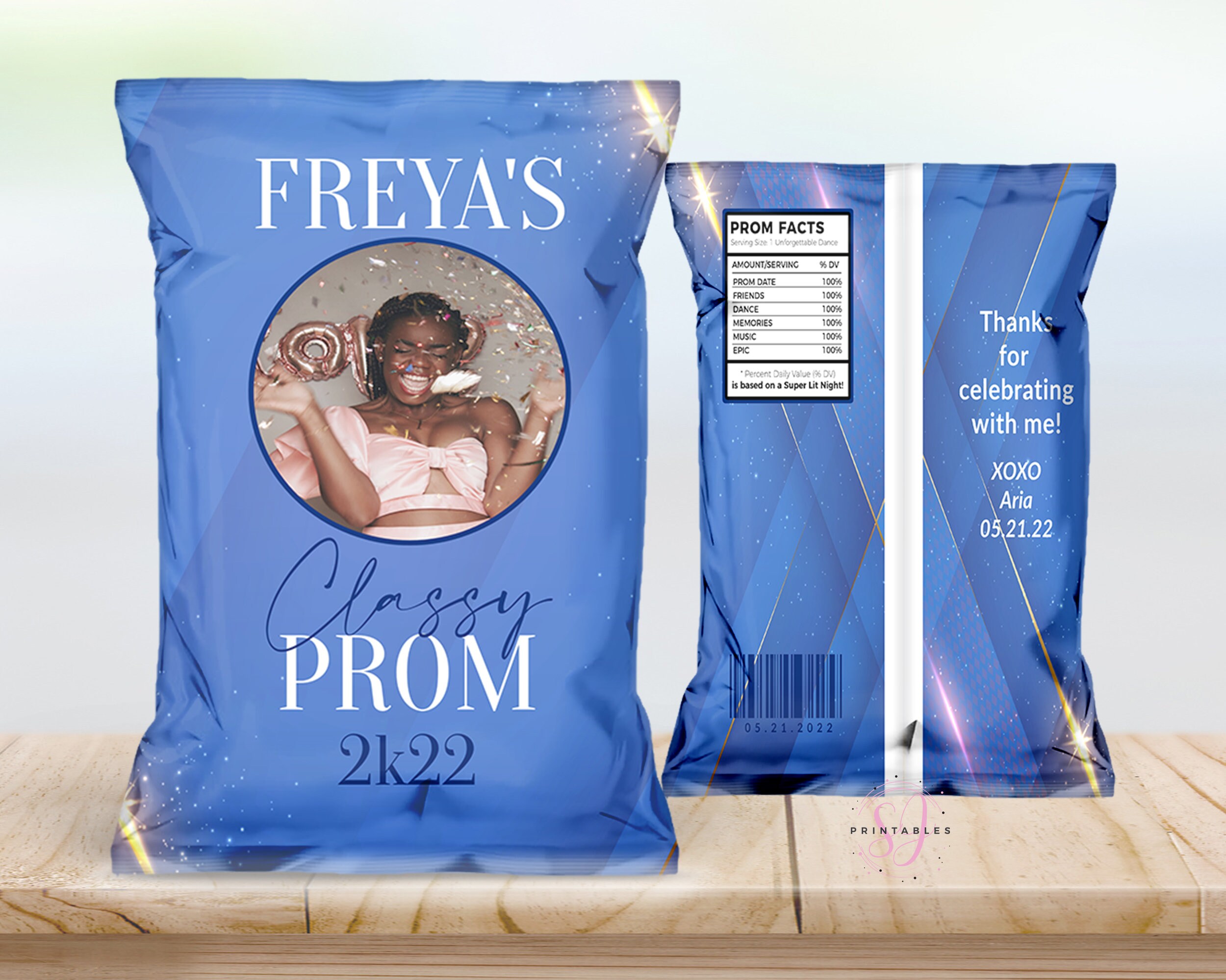 Blue and Gold PROM Chip Bag Wrapper Prom Favor Bag Prom Send - Etsy