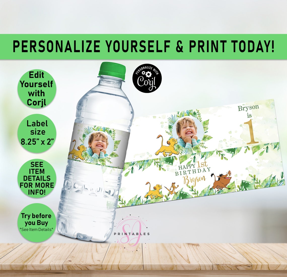 Lion King PHOTO Water Bottle Label King Birthday Birthday | Etsy