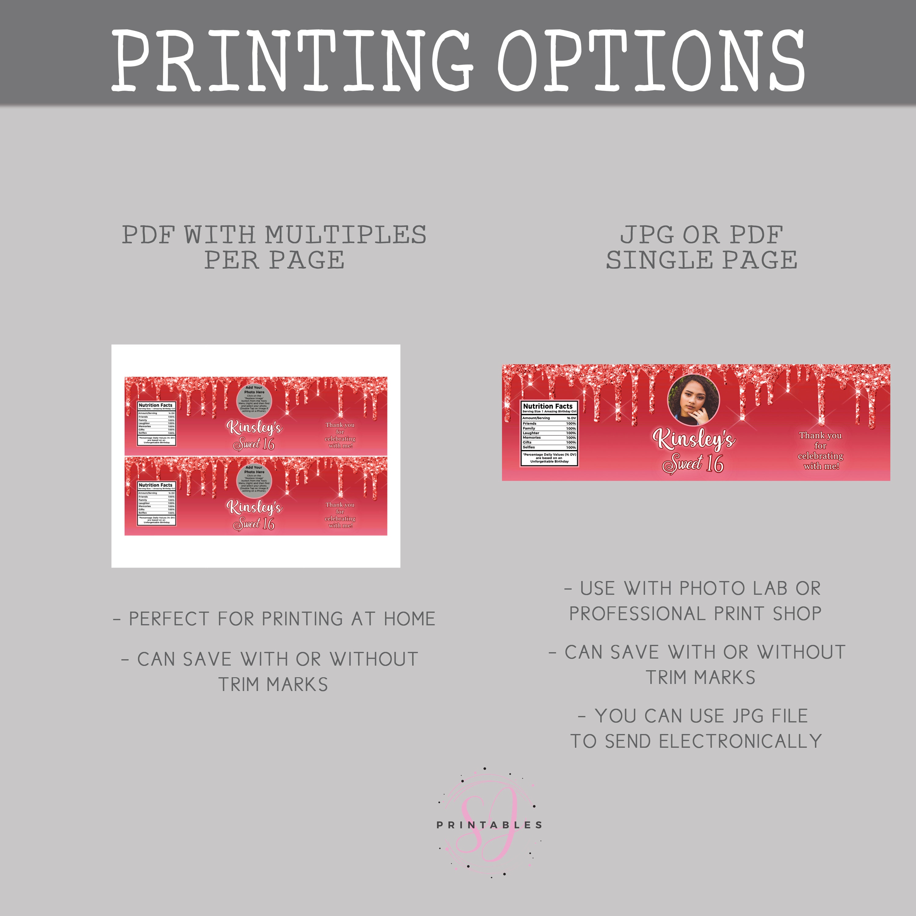 Red Drip Glitter Birthday Mini Chips Can Label Chip Can - Etsy