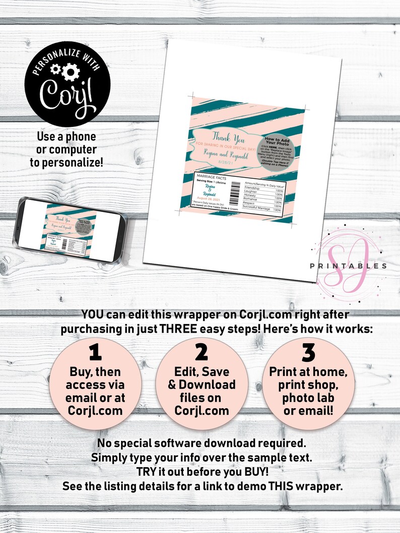 Wedding Day Chocolate Bar Wrapper Template ANY COLOR - Etsy