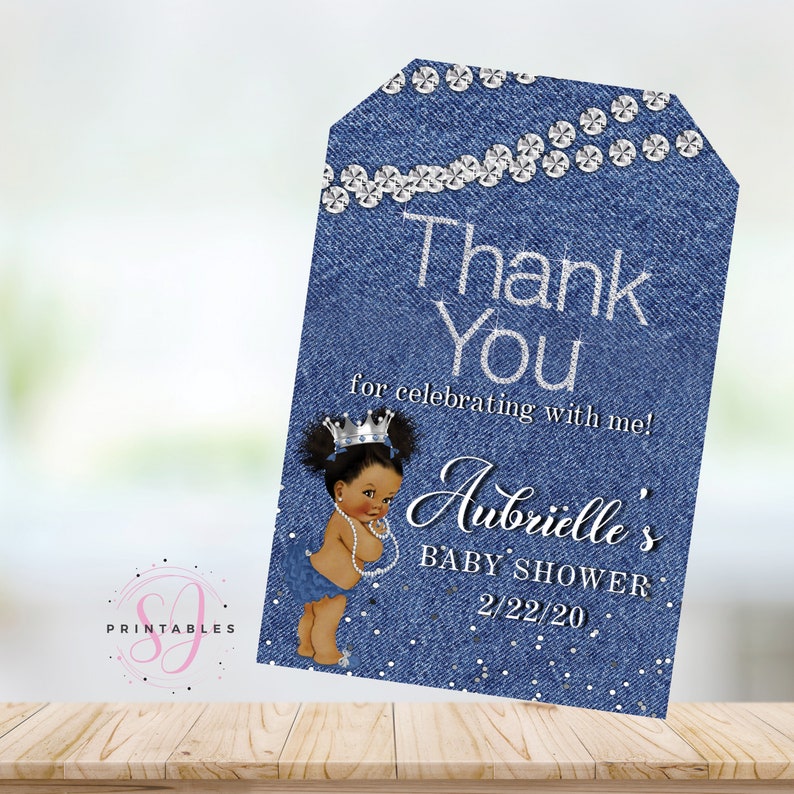 Denim and Diamonds Gift Tags Party Favor Tag Princess Favor - Etsy