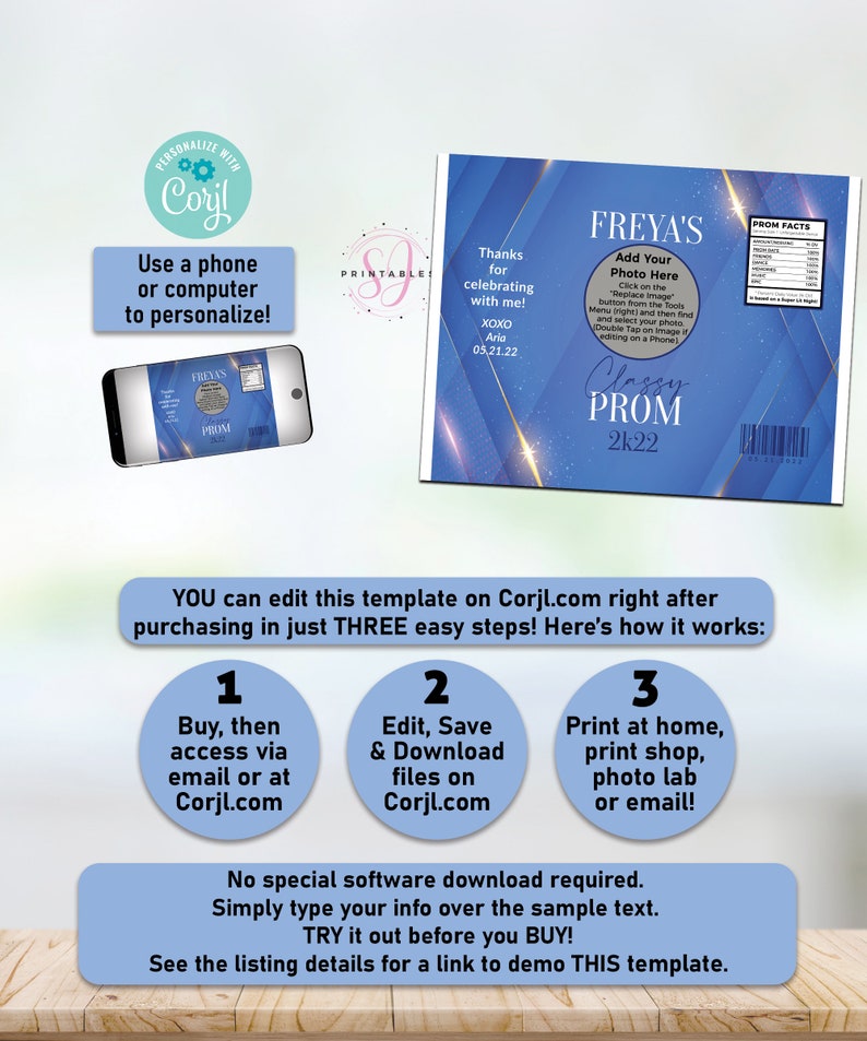 Blue and Gold PROM Chip Bag Wrapper Prom Favor Bag Prom Send - Etsy