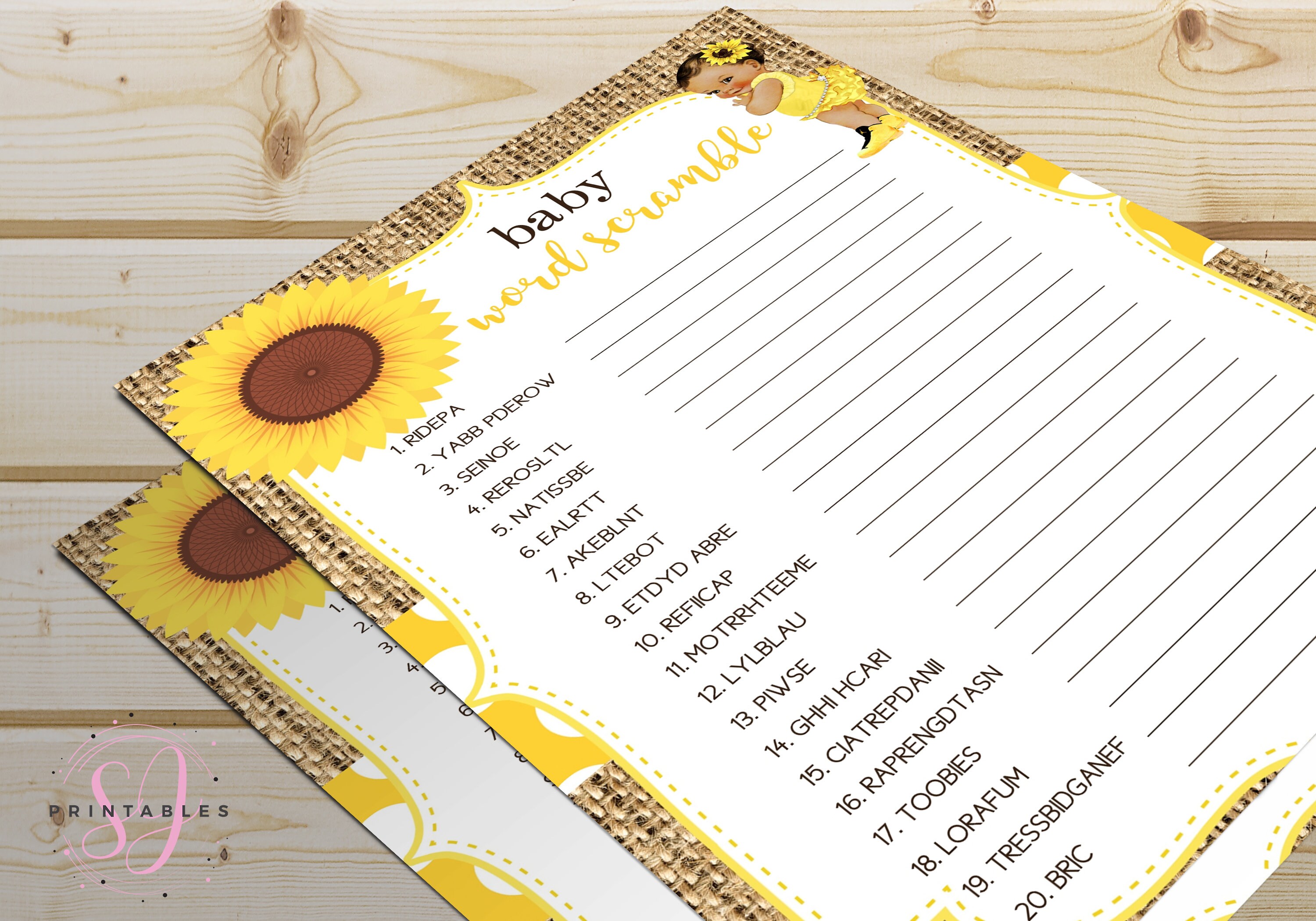 Little Sunflower Word Scramble Baby Shower Game Word - Etsy