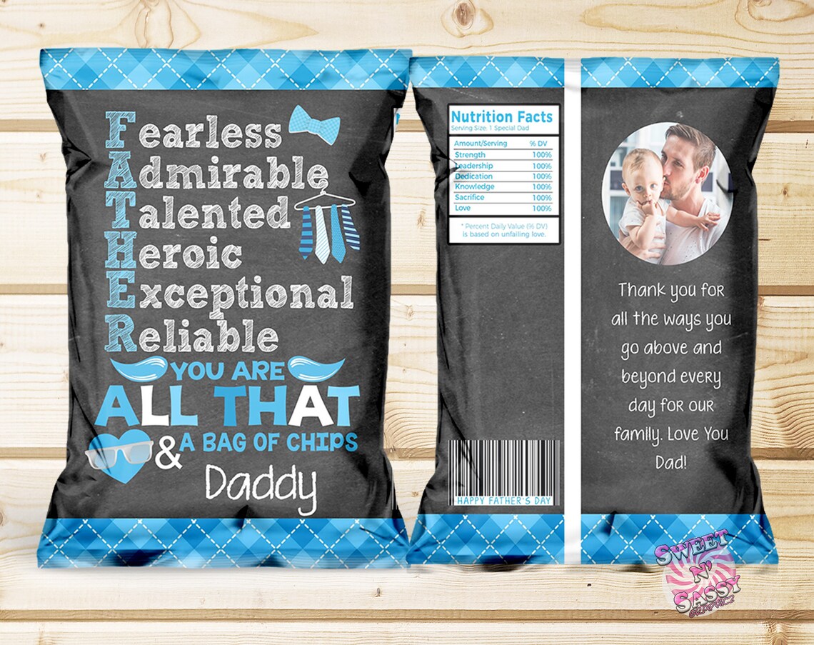 Happy FATHER'S DAY Chip Bag Wrappers, Printable EDITABLE Template ...