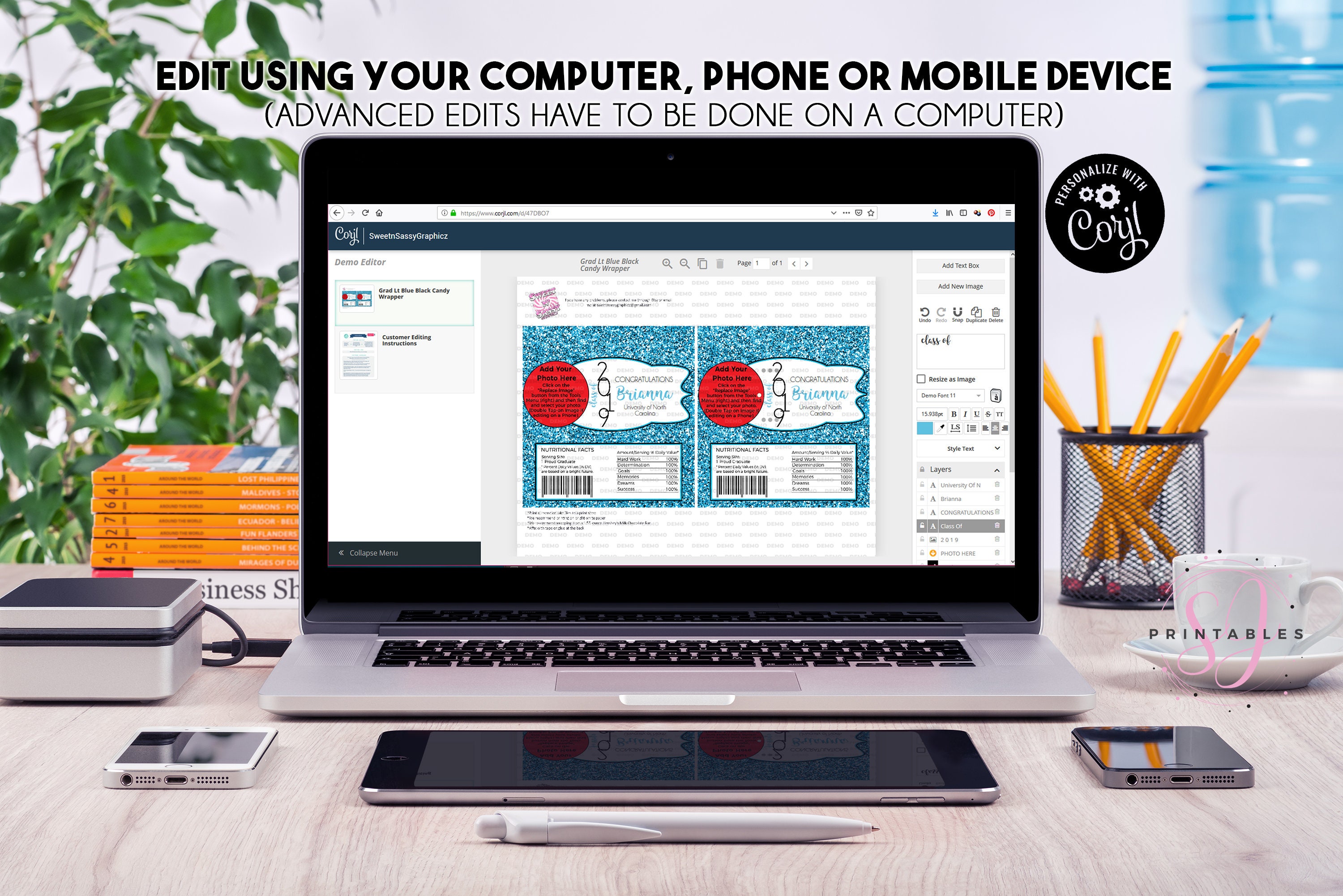 Graduation Candy Bar Wrapper Light Blue Chocolate Wrappers | Etsy