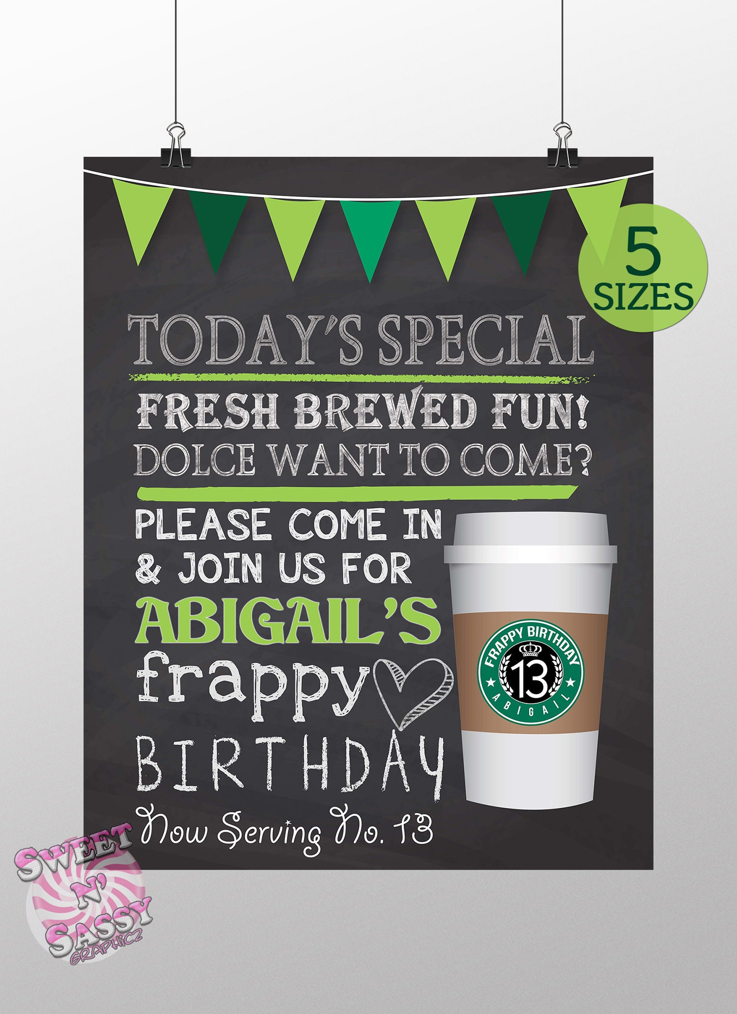 Coffee Shop Birthday Welcome Sign Printable Frappy Birthday - Etsy