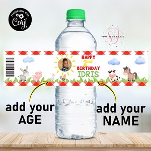 Barnyard Bash Birthday Water Bottle Labels, Farm Water Wrapper, Farm ...