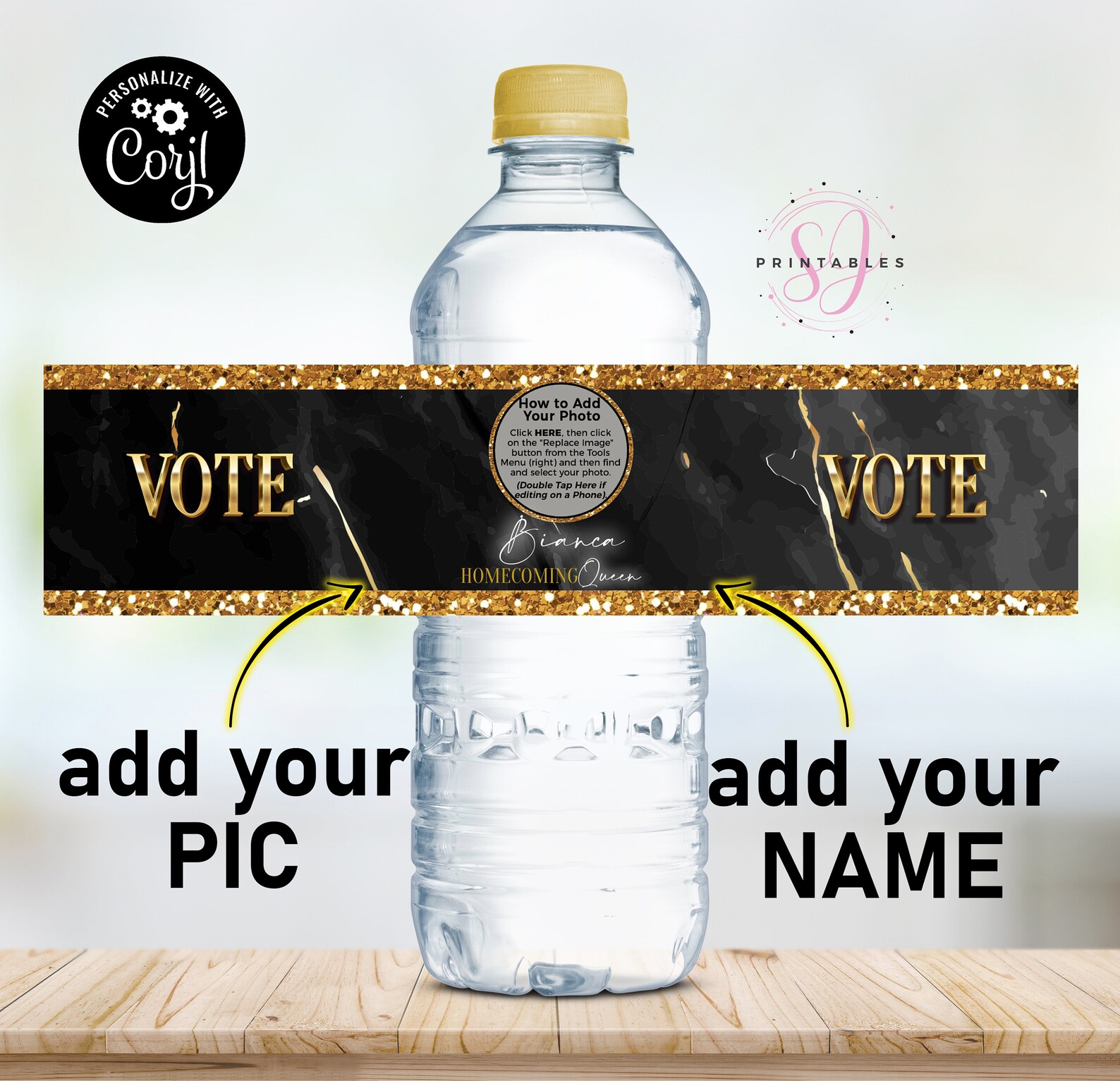 HOMECOMING, Vote Homecoming Queen, Gold Glitter and Black Marble Hoco ...