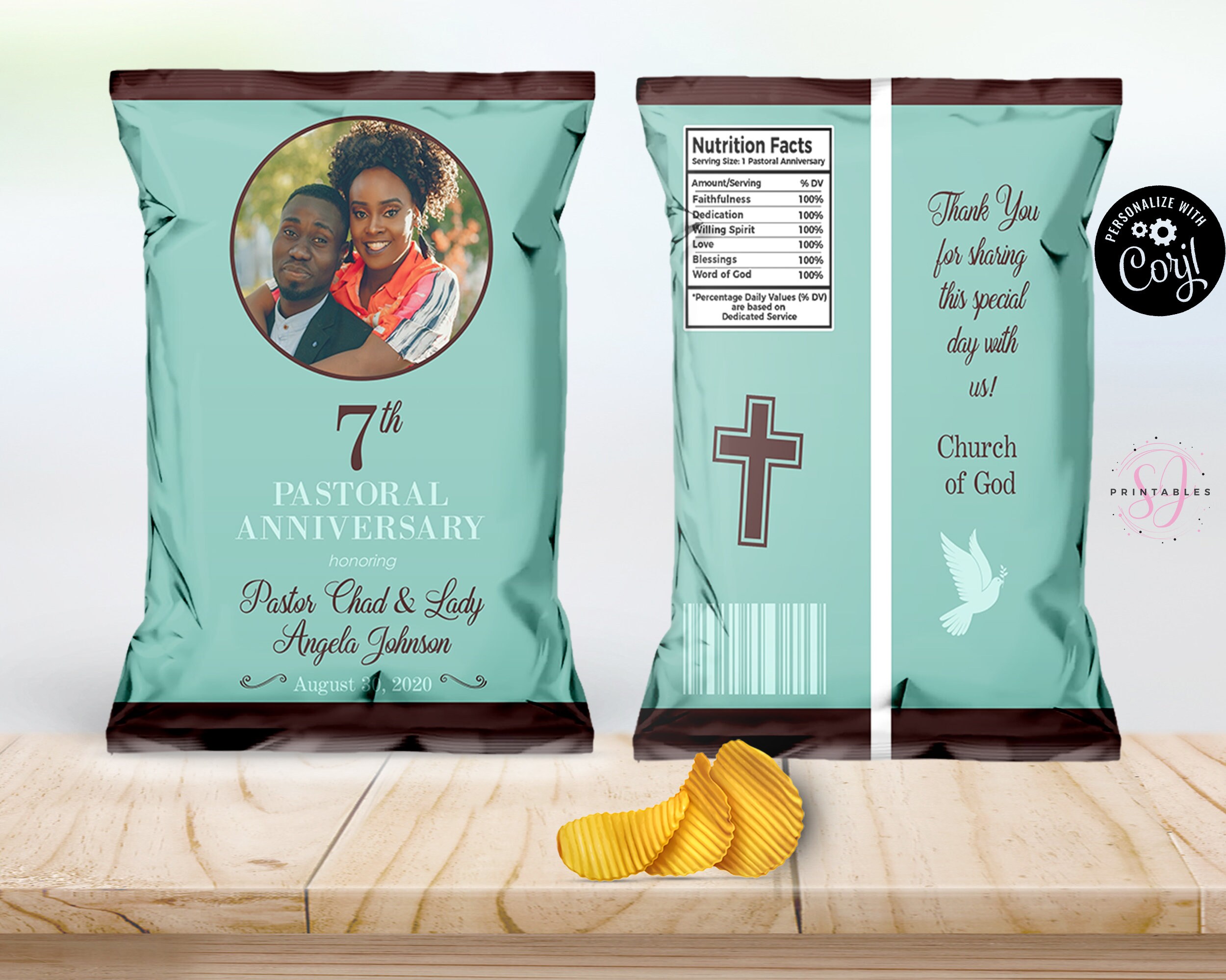 Pastoral Anniversary ANY COLOR EDITABLE Chip Bag, Pastor, First Lady ...