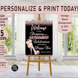 Stepping Into RETIREMENT Welcome Sign, Retirement Welcome Party Sign ...