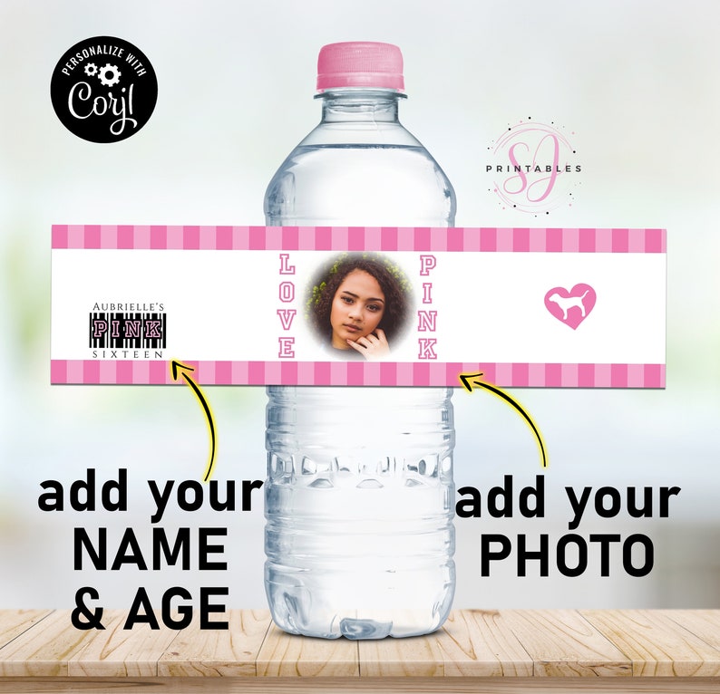 VS Dark PINK Birthday Water Bottle Labels Water Labels Party | Etsy