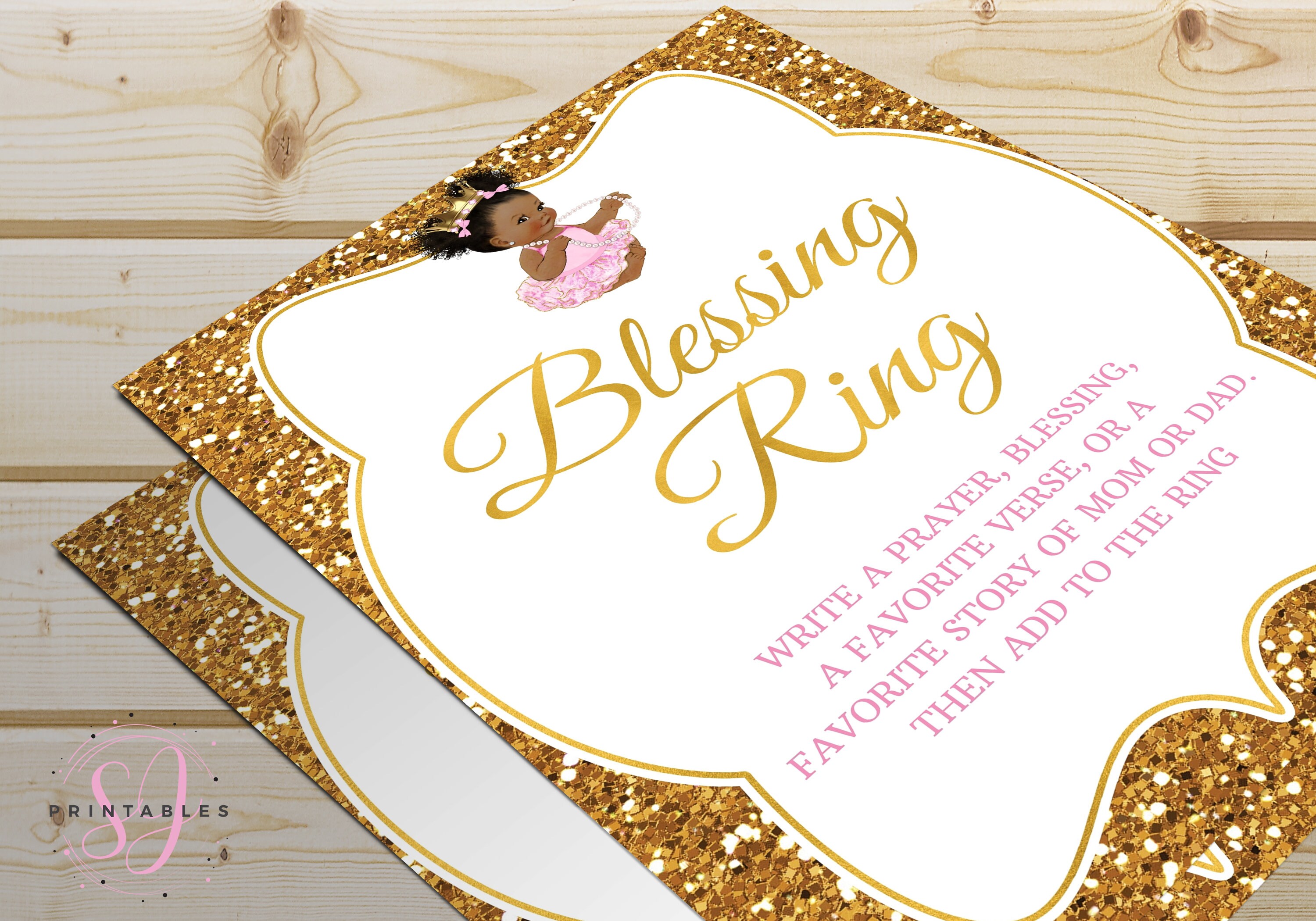 Pink & Gold Princess Blessing Ring Sign and Cards Blessing - Etsy