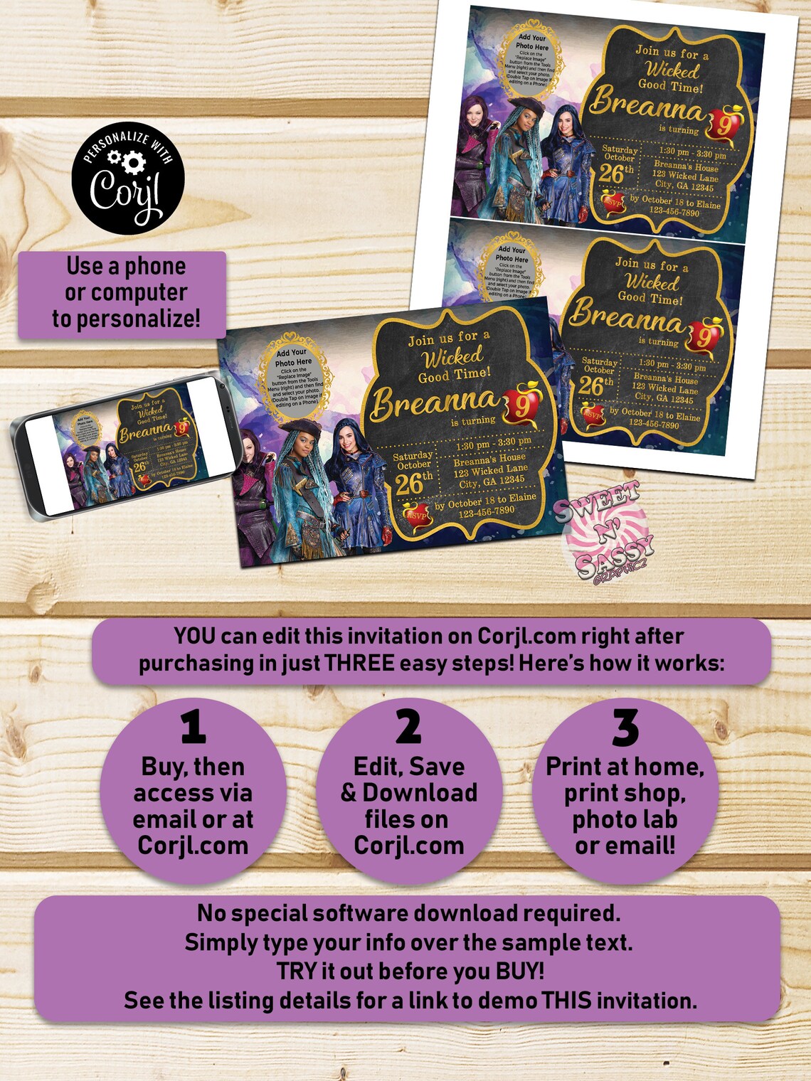 Descendants Invitation Descendants Birthday Descendants | Etsy Australia