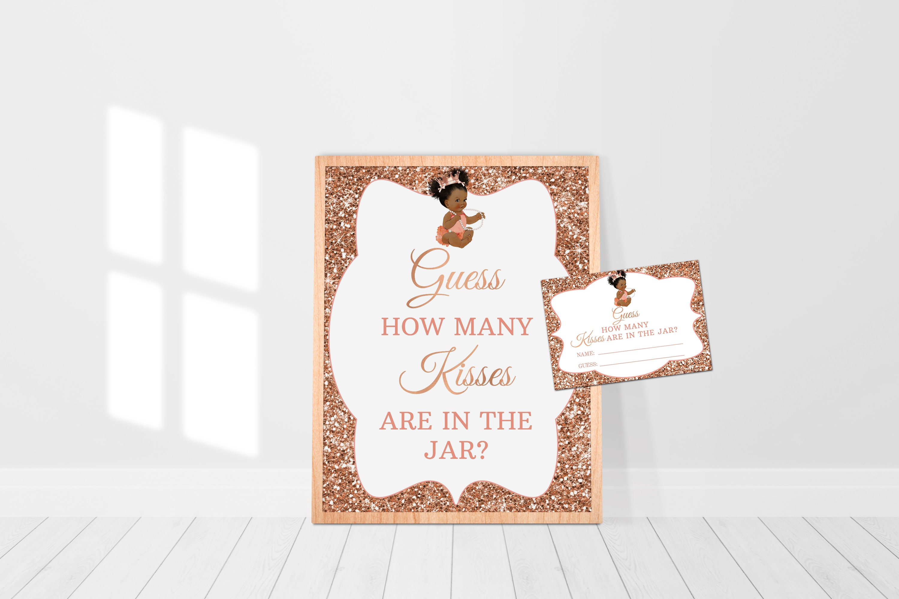Rose Gold Princess Guess How Many Sign and Cards Guess How - Etsy