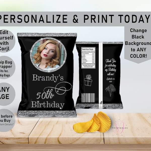 Adult Birthday Chip Bag - Etsy
