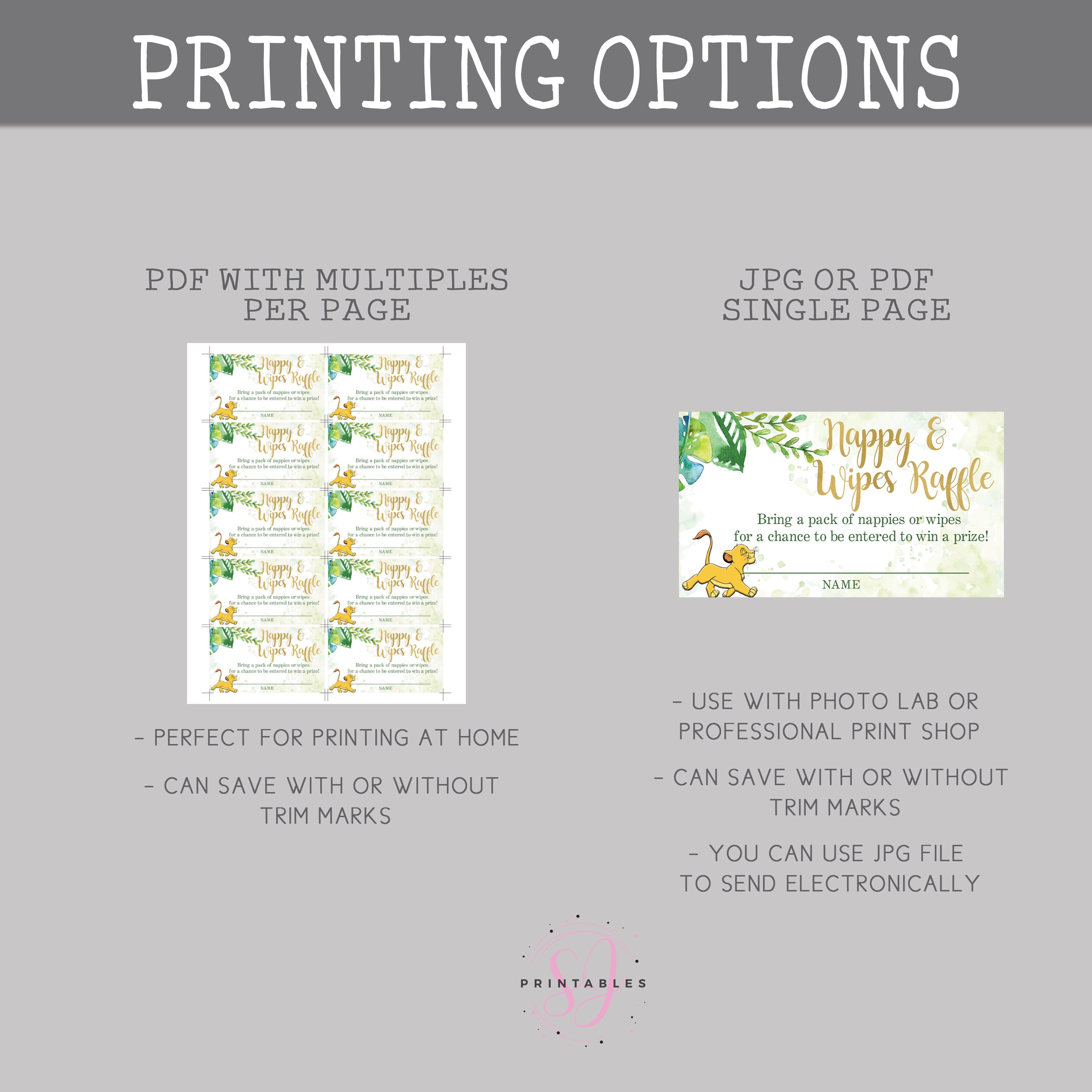 Lion King Baby Shower NAPPY and WIPES RAFFLE Sign and Ticket, Lion King ...
