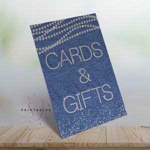 INSTANT Denim and Diamonds Cards and Gifts Table Sign, Party Decor ...
