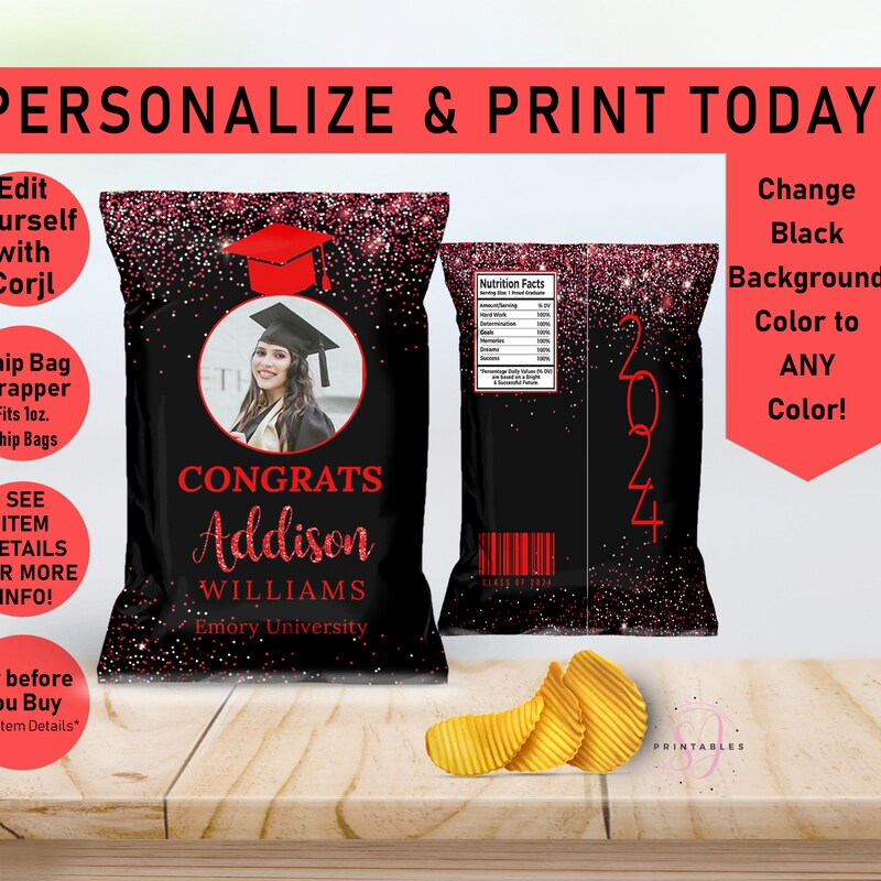 Graduation Chip Bags - Etsy