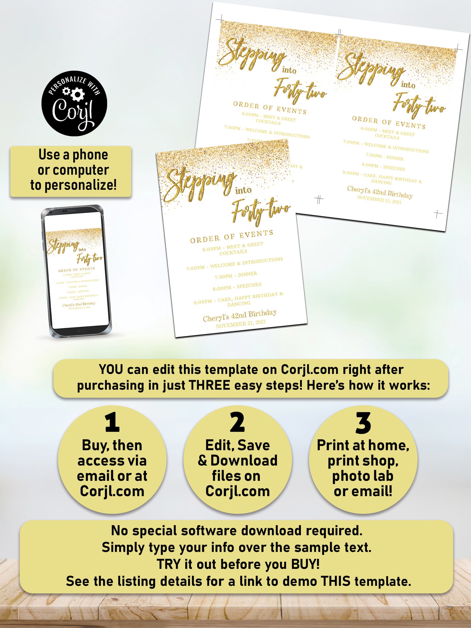 Stepping Into ANY AGE Birthday Order of Events - Etsy