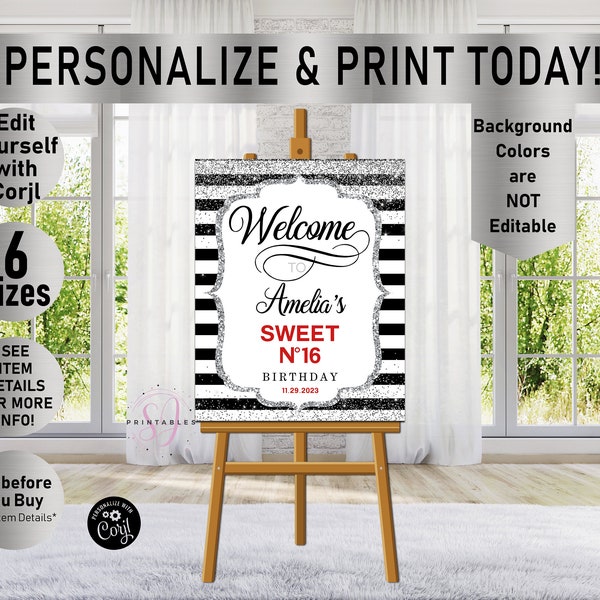 Black and White Birthday Poster - Etsy