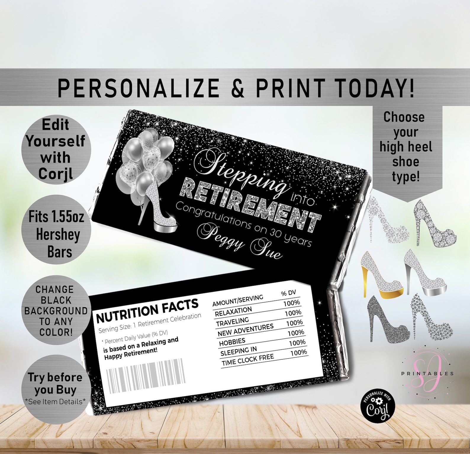 Silver RETIREMENT Party Candy Wrapper, Stepping Into Retirement, Silver ...