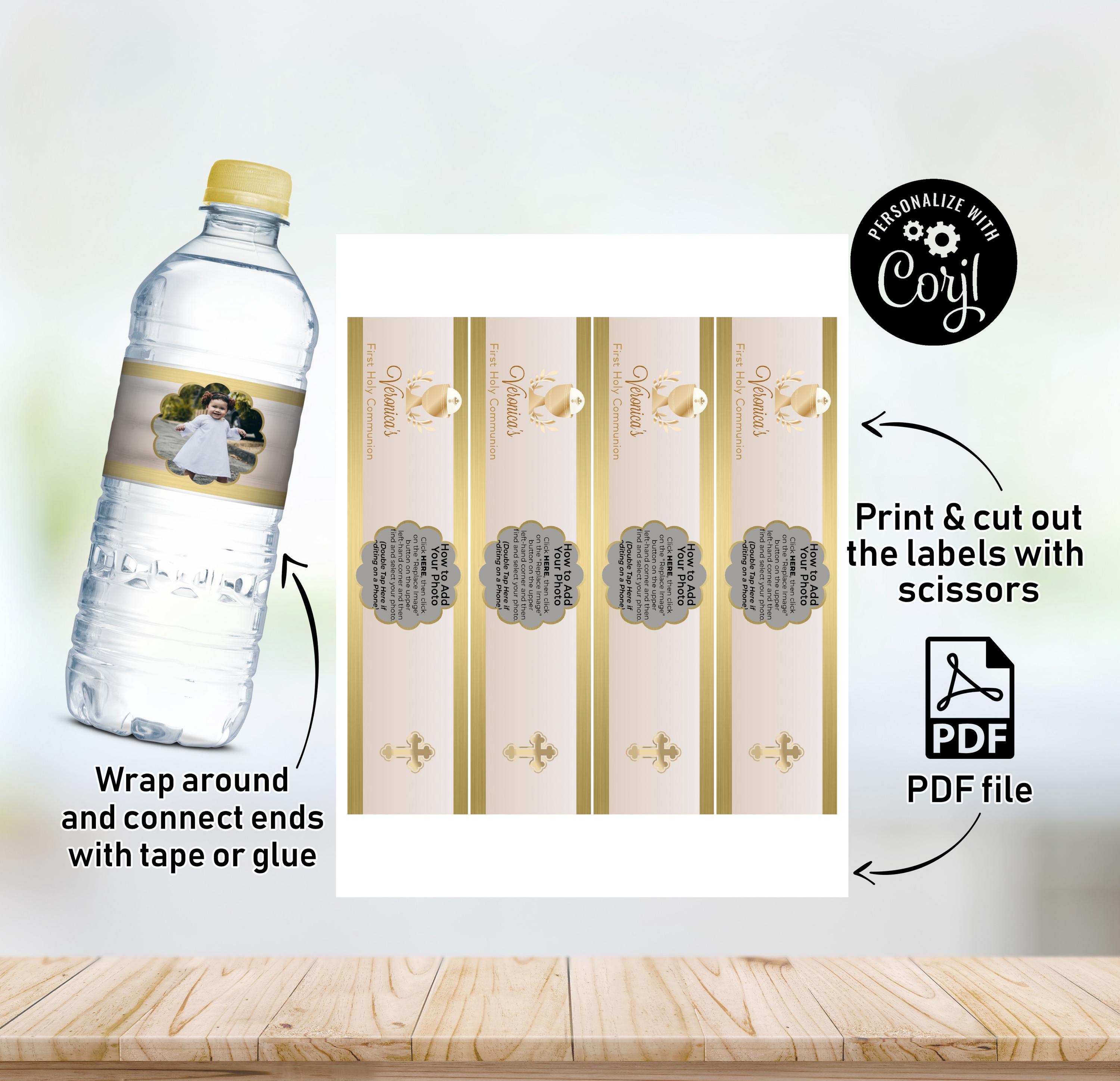 Holy Communion Gold and ANY COLOR Water Bottle Labels, Catholic ...