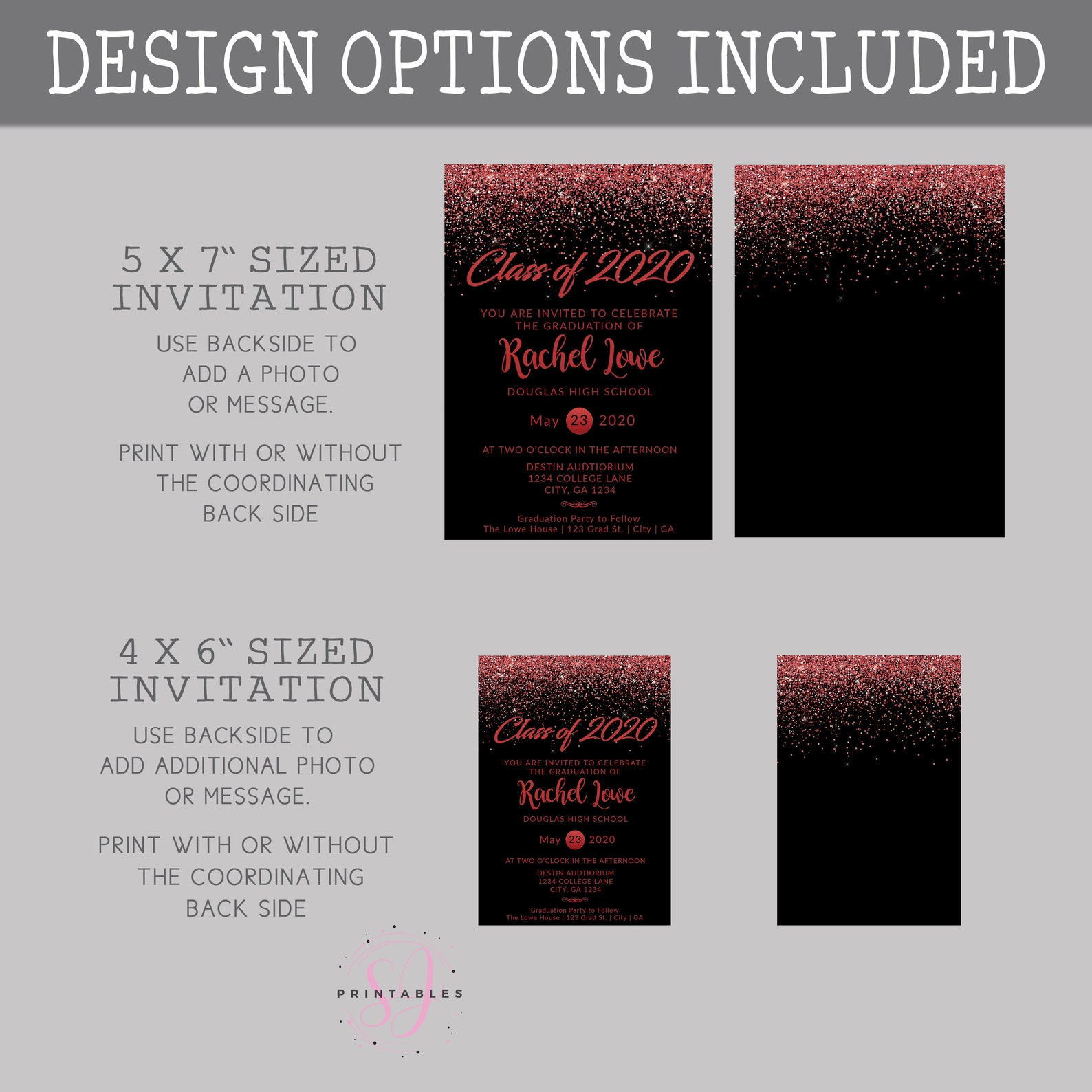 Graduation Party Invitation Elegant Invite Maroon Burgundy | Etsy