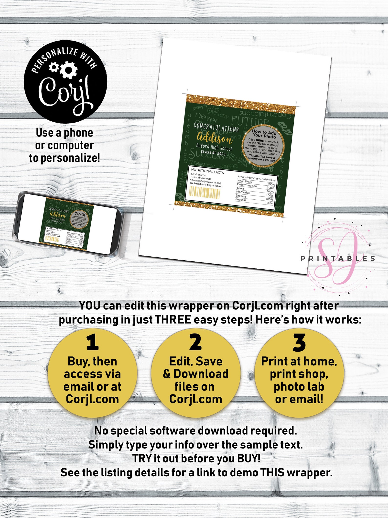 Congratulations Grad Candy Bar Wrapper Gold Glitter and ANY - Etsy