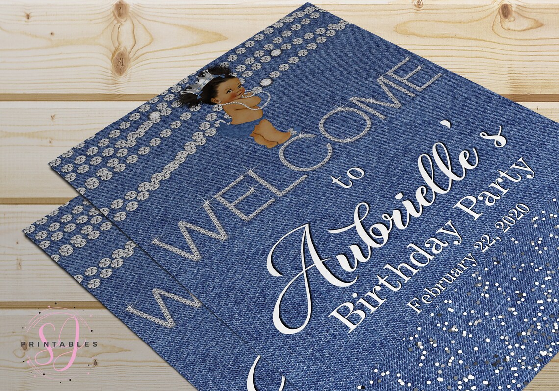 Denim and Diamonds Birthday Welcome Sign Party decor | Etsy