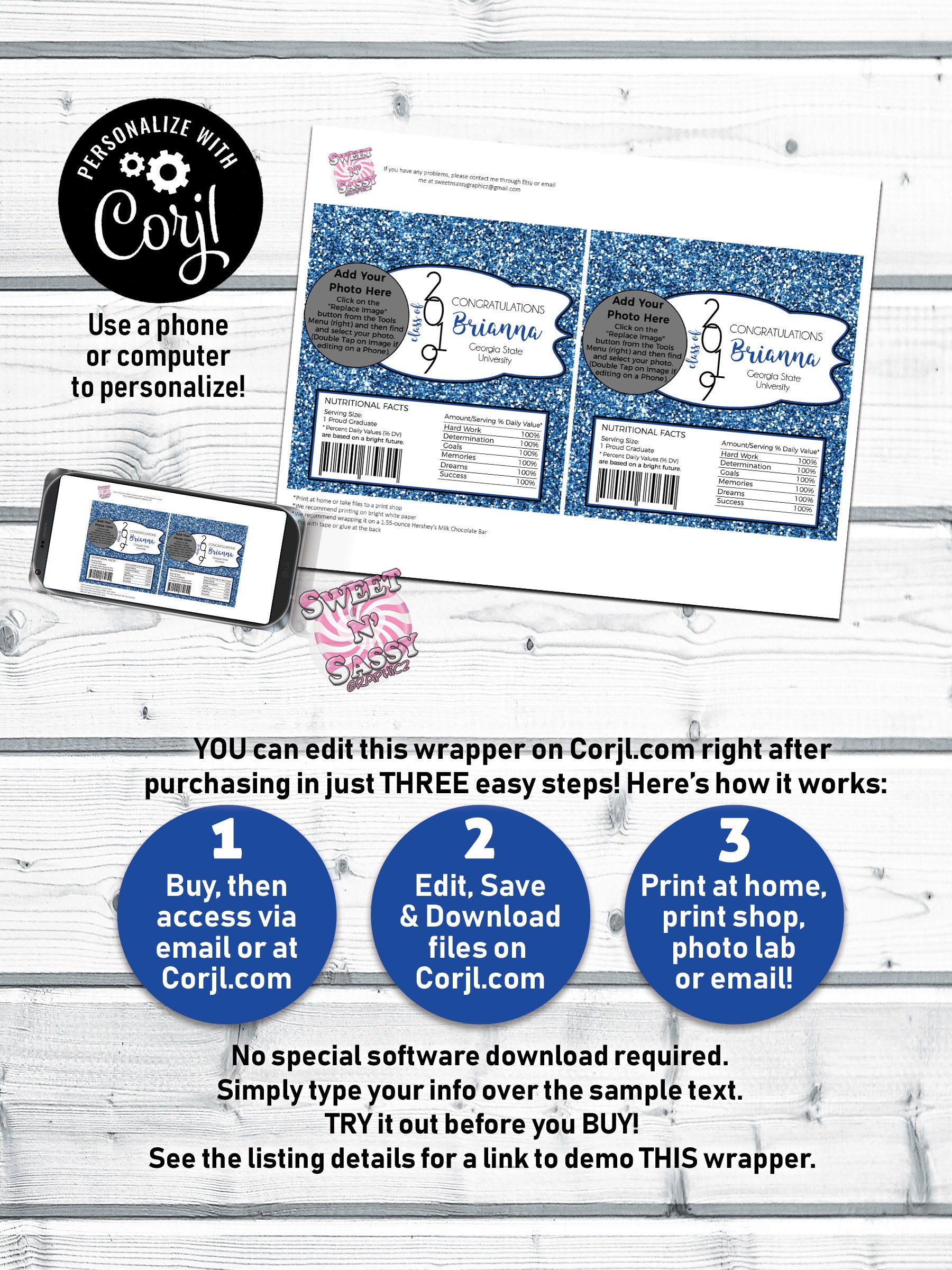 Graduation Candy Bar Wrapper Royal Blue Chocolate Wrappers - Etsy