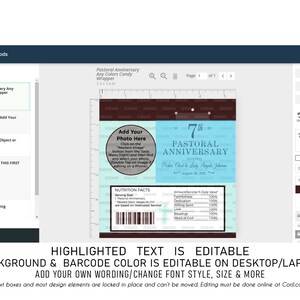 Pastoral ANNIVERSARY Chocolate Candy Bar Wrapper Template, Change to ...