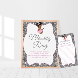 Pink & Silver Princess Blessing Ring Sign and Cards, Blessing Ring Sign ...