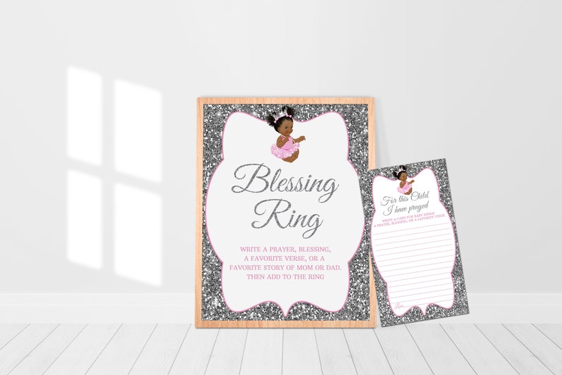 Pink & Silver Princess Blessing Ring Sign and Cards Blessing - Etsy