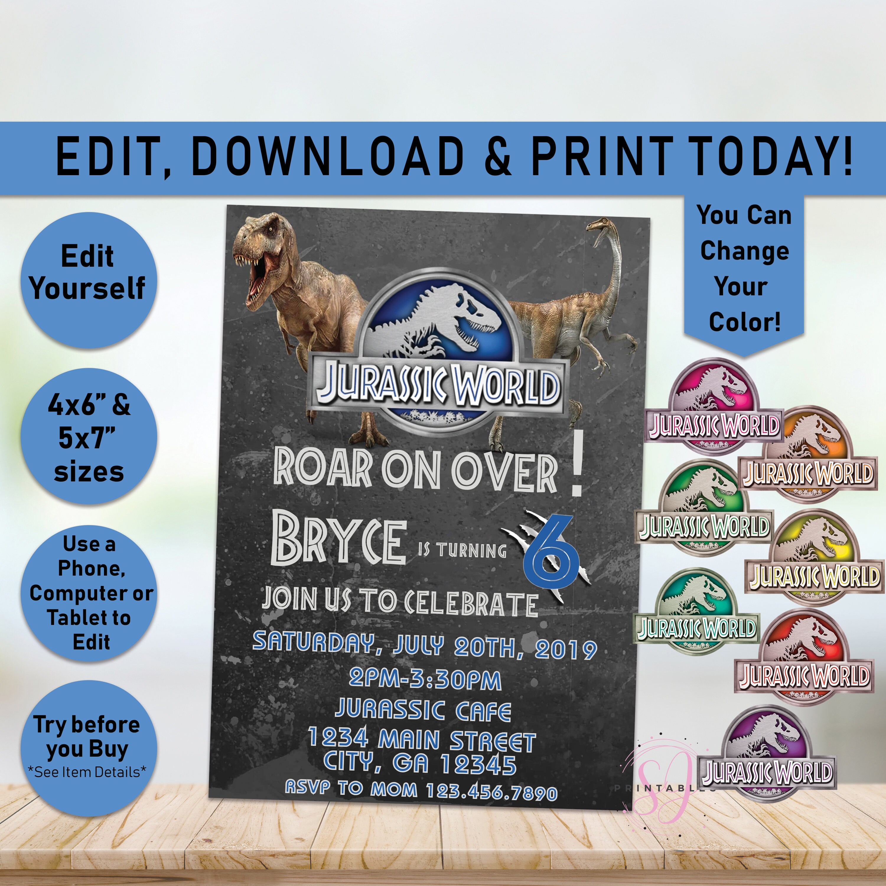 Dinosaur Birthday Invitation Jurassic World Birthday Invite - Etsy