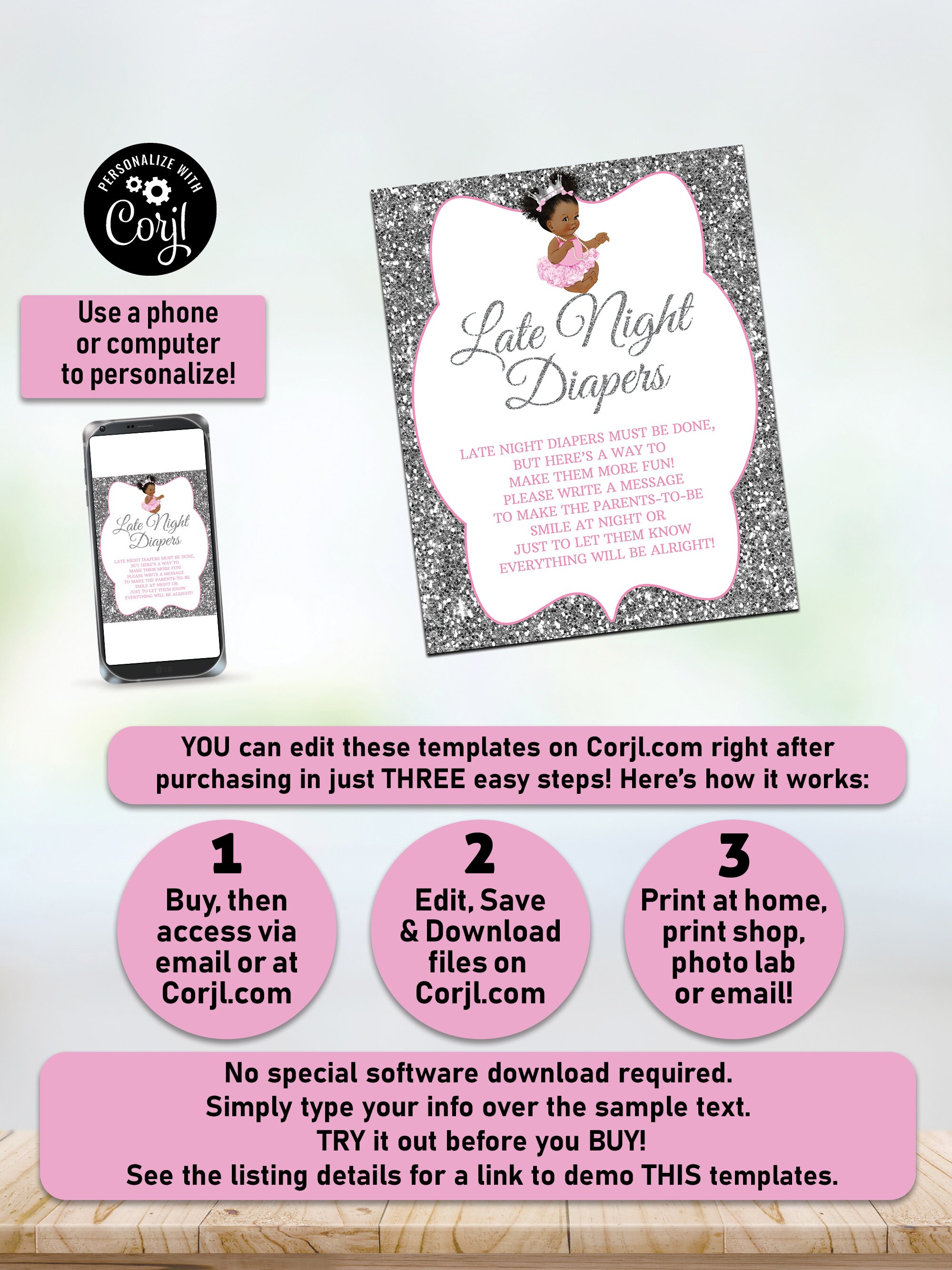 Late Night Diapers Sign, Baby Shower Diapers Thoughts Game, Printable ...