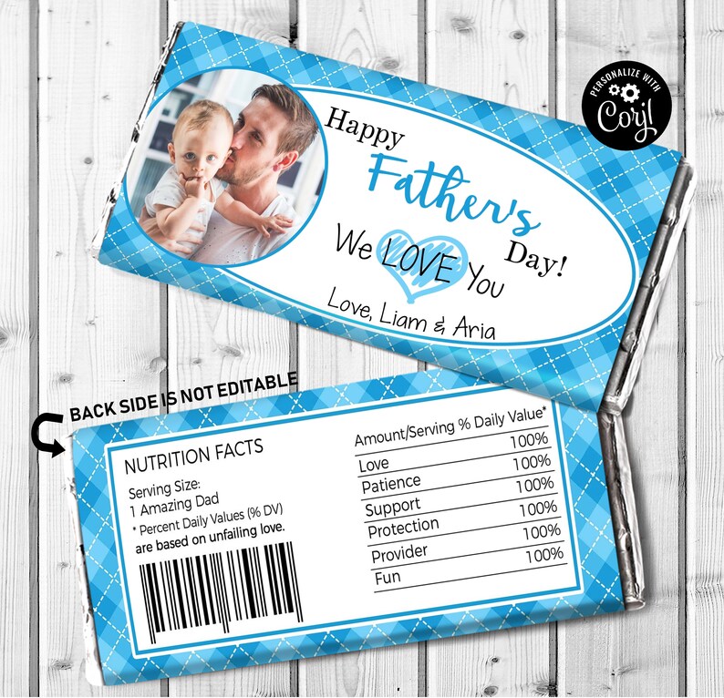 Happy FATHER'S DAY Candy Bar Wrappers Printable EDITABLE - Etsy