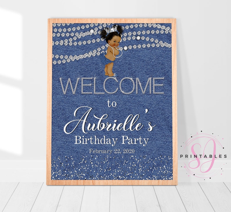 Denim and Diamonds Birthday Welcome Sign Party Decor - Etsy
