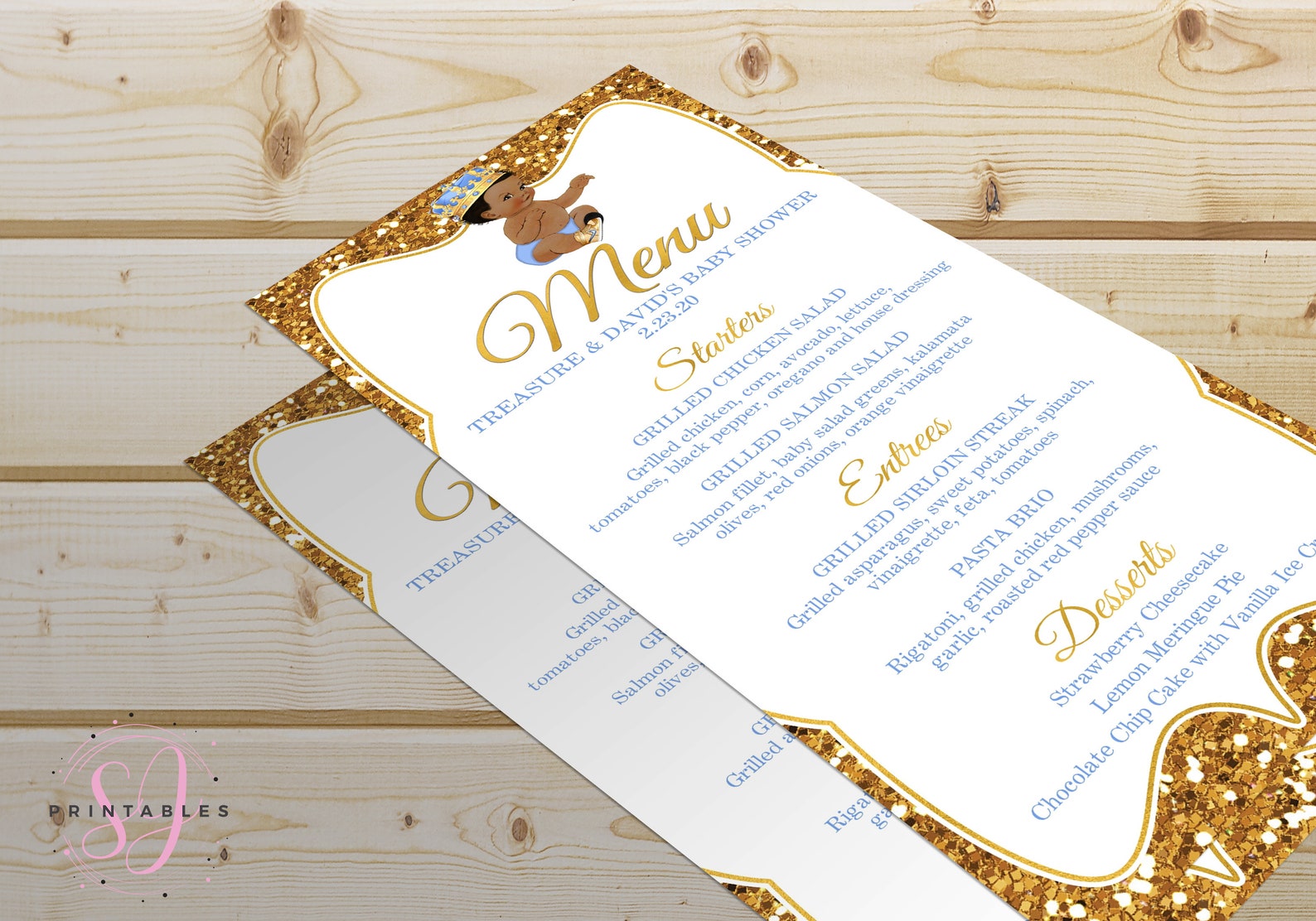 Prince Baby Shower Menu, Little Prince, Menu, Gold Glitter Menu ...