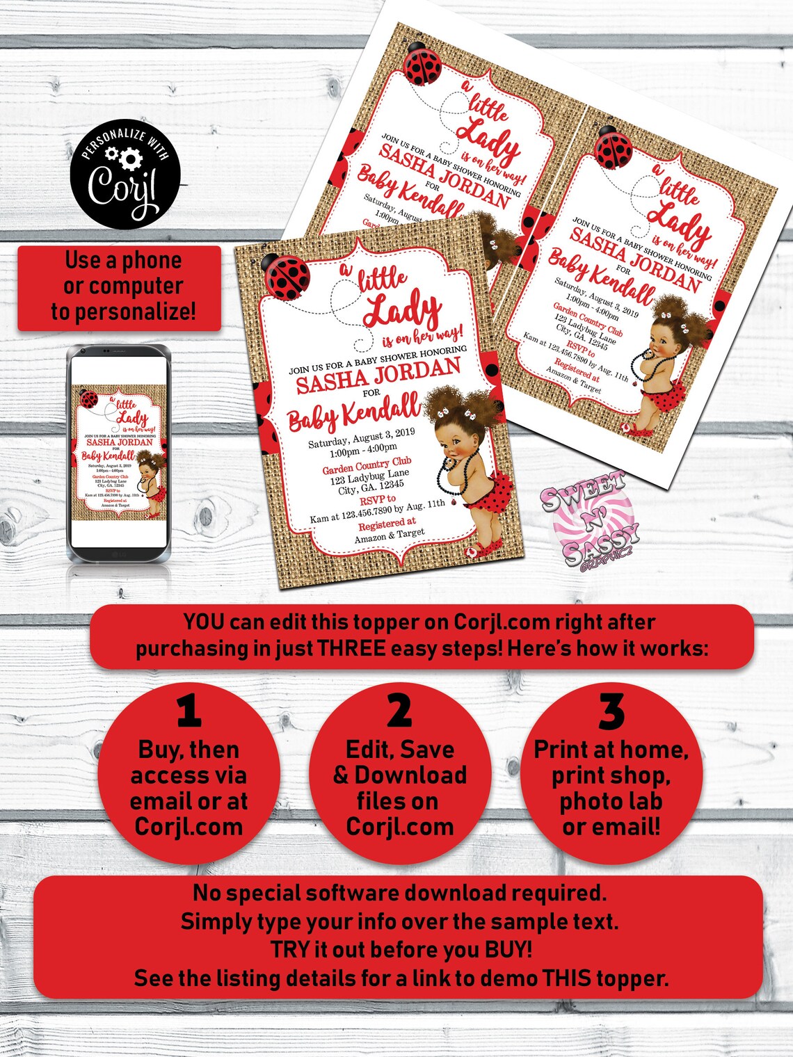 Ladybug Baby Shower Invitation Girl Baby Shower Lady Bug - Etsy