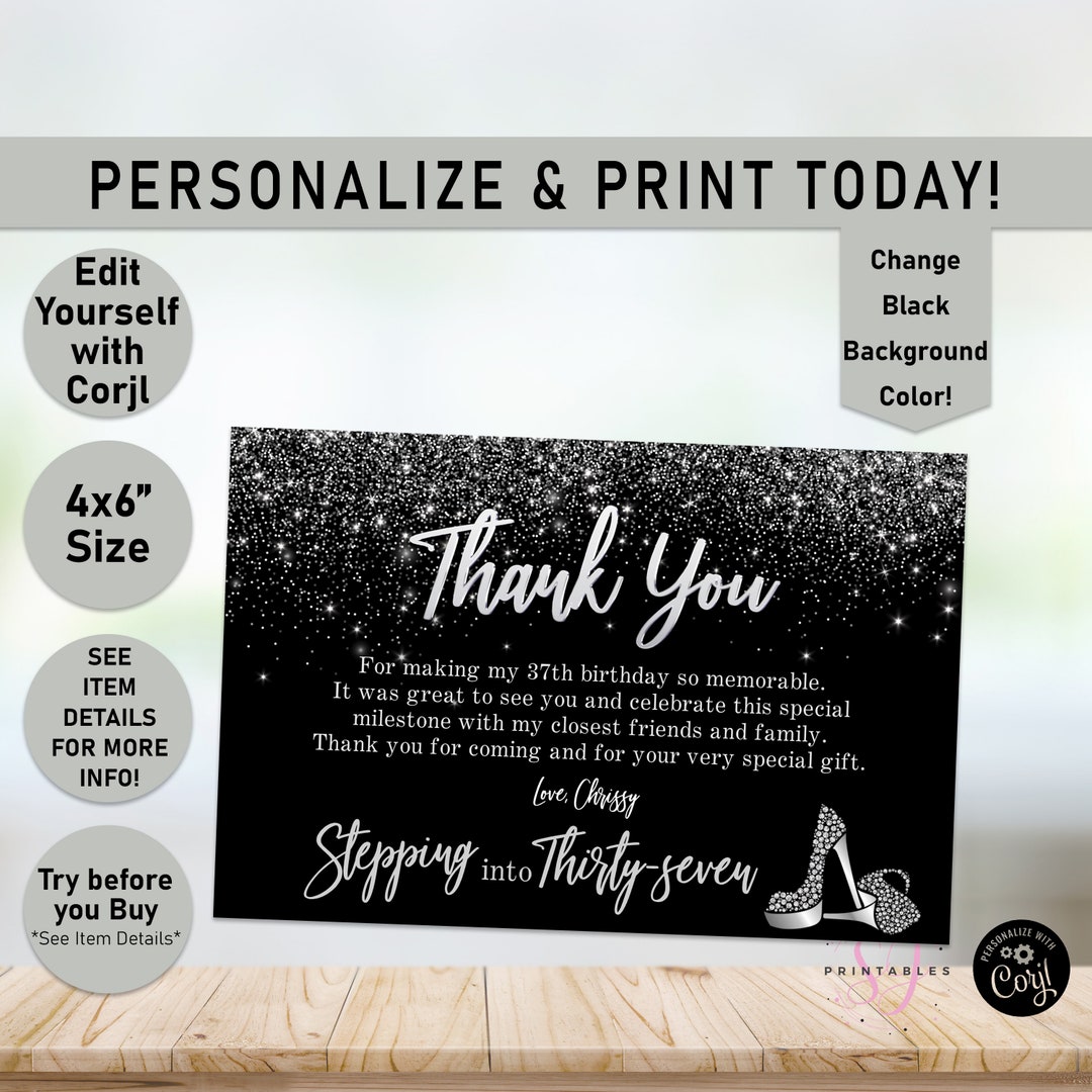 Stepping Into ANY AGE Thank You Card, Adult Birthday Thank You Card ...