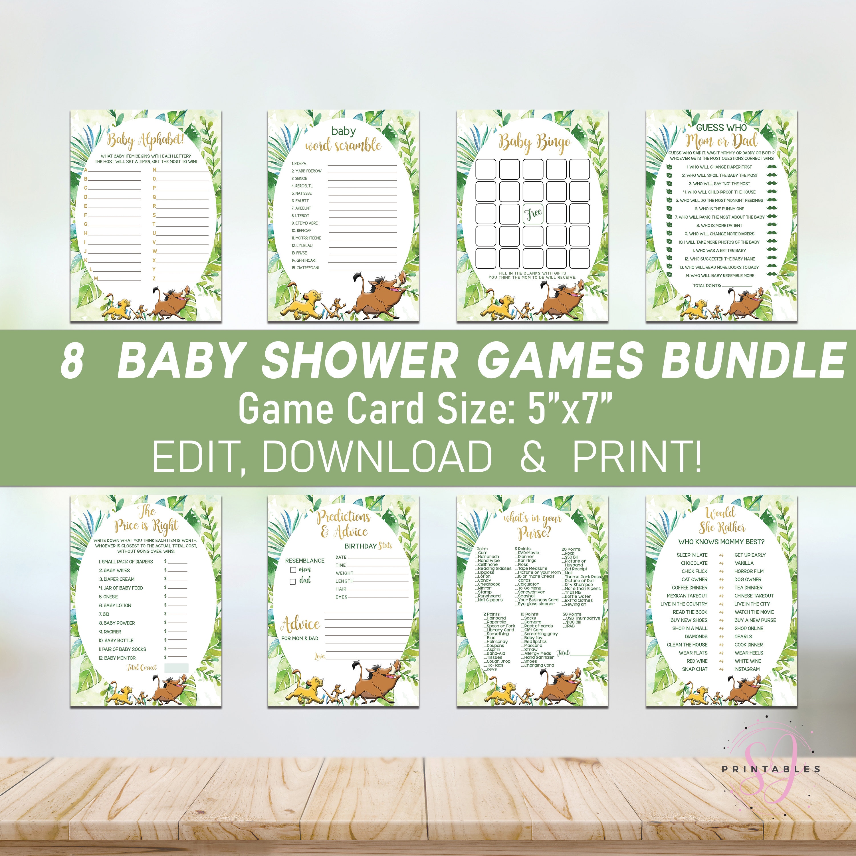 Lion King Baby Shower Games Printable Pack, Mini Suite, Simba Baby ...
