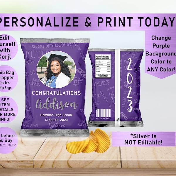 Graduation Chip Bags - Etsy